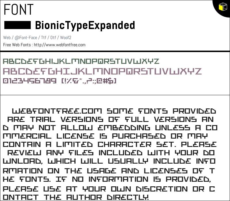 Bionic Type Expanded Fonts Downloads - WebFontFree.Com