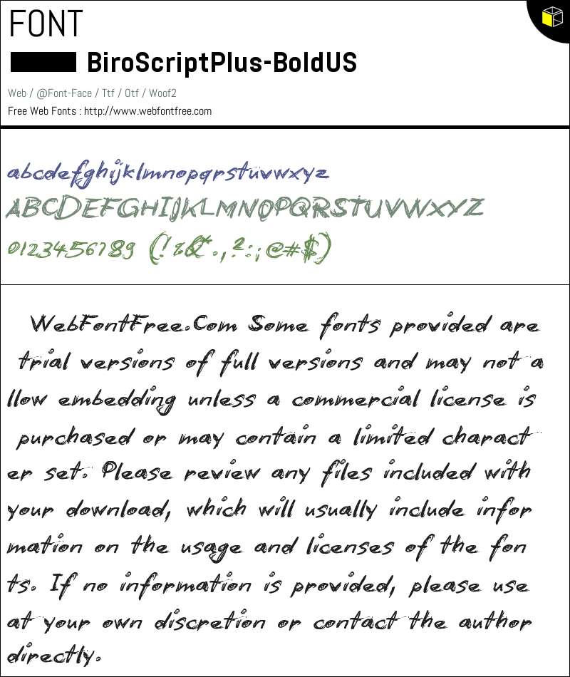 Biro Script Plus Bold US 字体 下载 - WebFontFree.Com