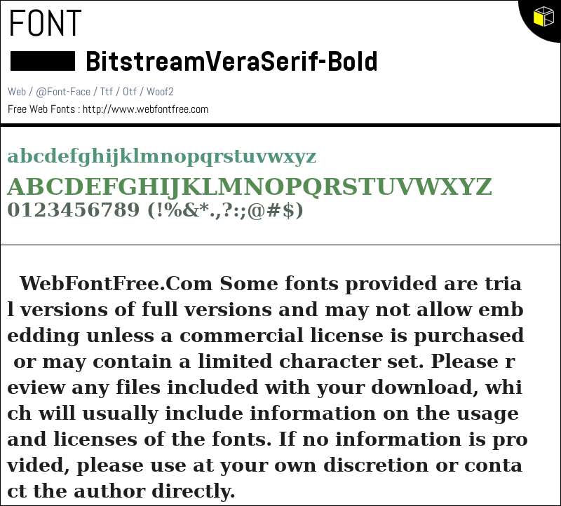 Bitstream Vera Serif Bold Fonts Downloads - WebFontFree.Com