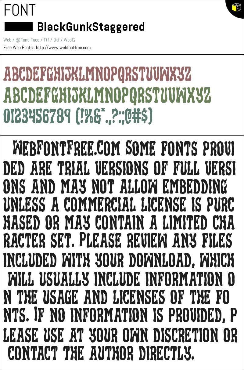 Black Gunk Staggered Fonts Downloads - WebFontFree.Com