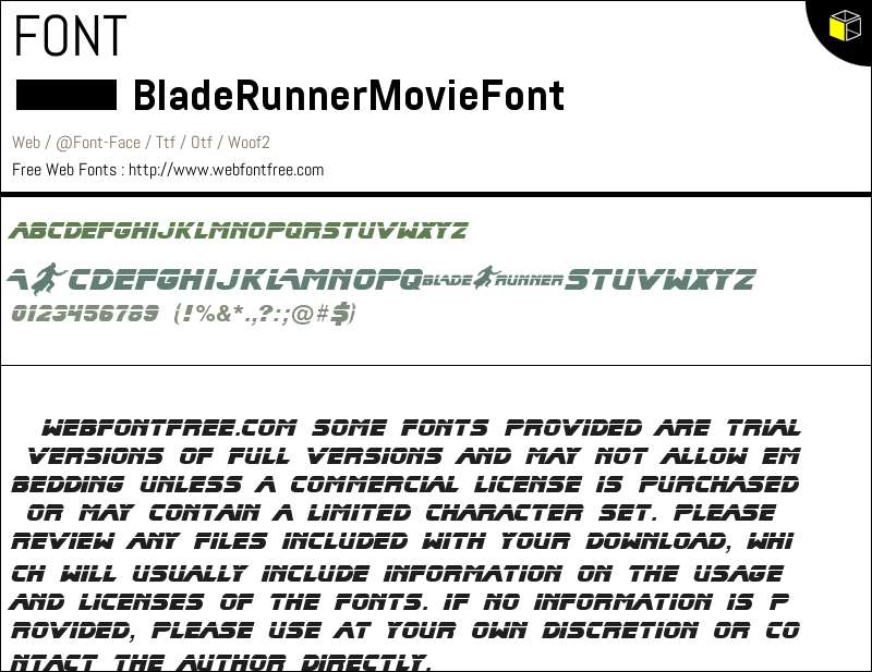 Blade Runner Movie Font Fonts Downloads - WebFontFree.Com