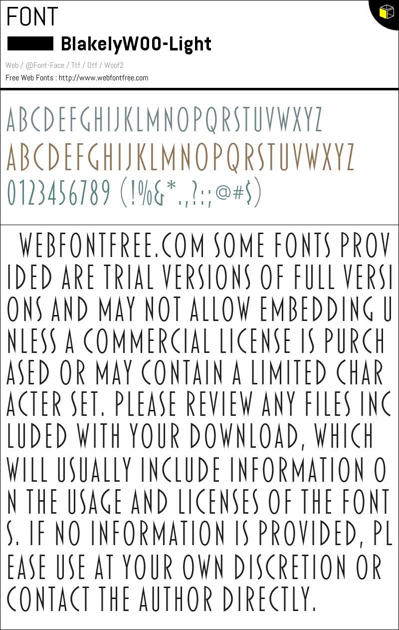 Blakely W00 Light Fonts Downloads - WebFontFree.Com
