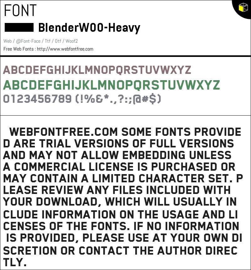 Blender W00 Heavy Fonts Downloads - WebFontFree.Com