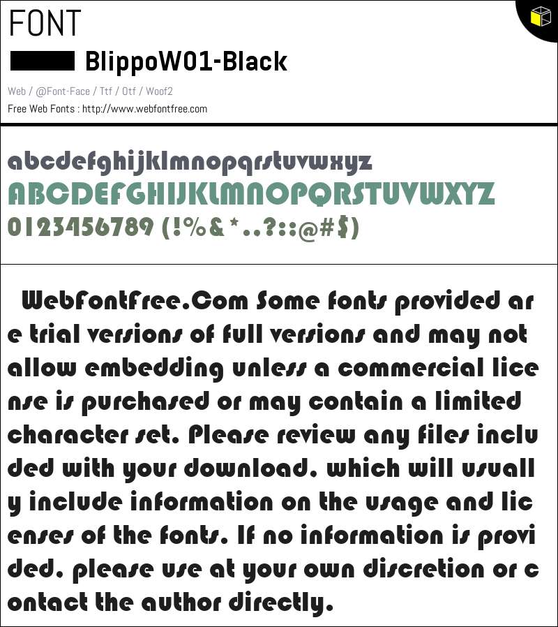 Blippo W01 Black Fonts Downloads - WebFontFree.Com