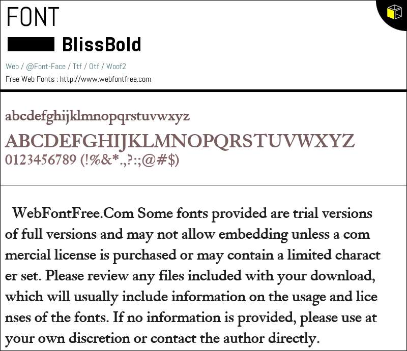 Bliss Bold Fonts Downloads - WebFontFree.Com