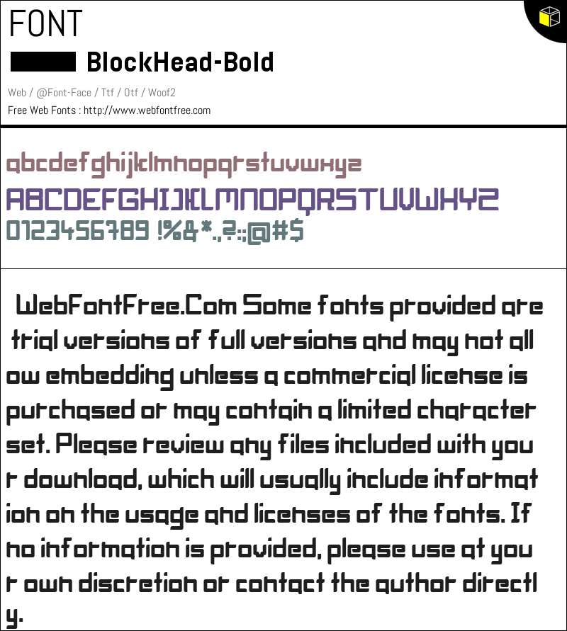 BlockHead Bold Fonts Downloads - WebFontFree.Com