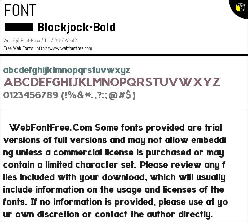 Blockjock-Bold Fonts Downloads - WebFontFree.Com