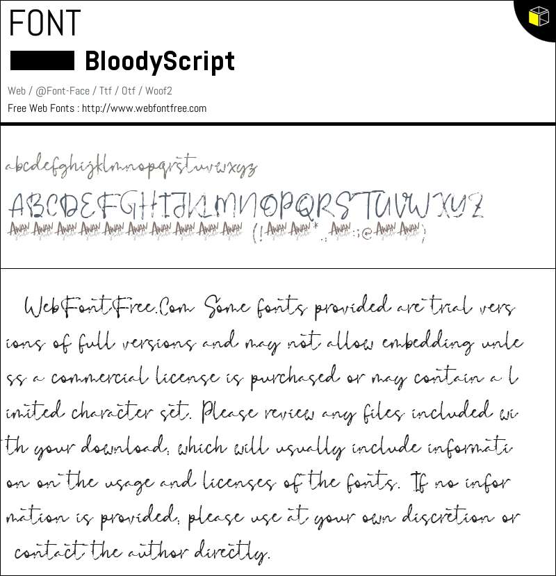 Bloody Script Fonts Downloads - WebFontFree.Com