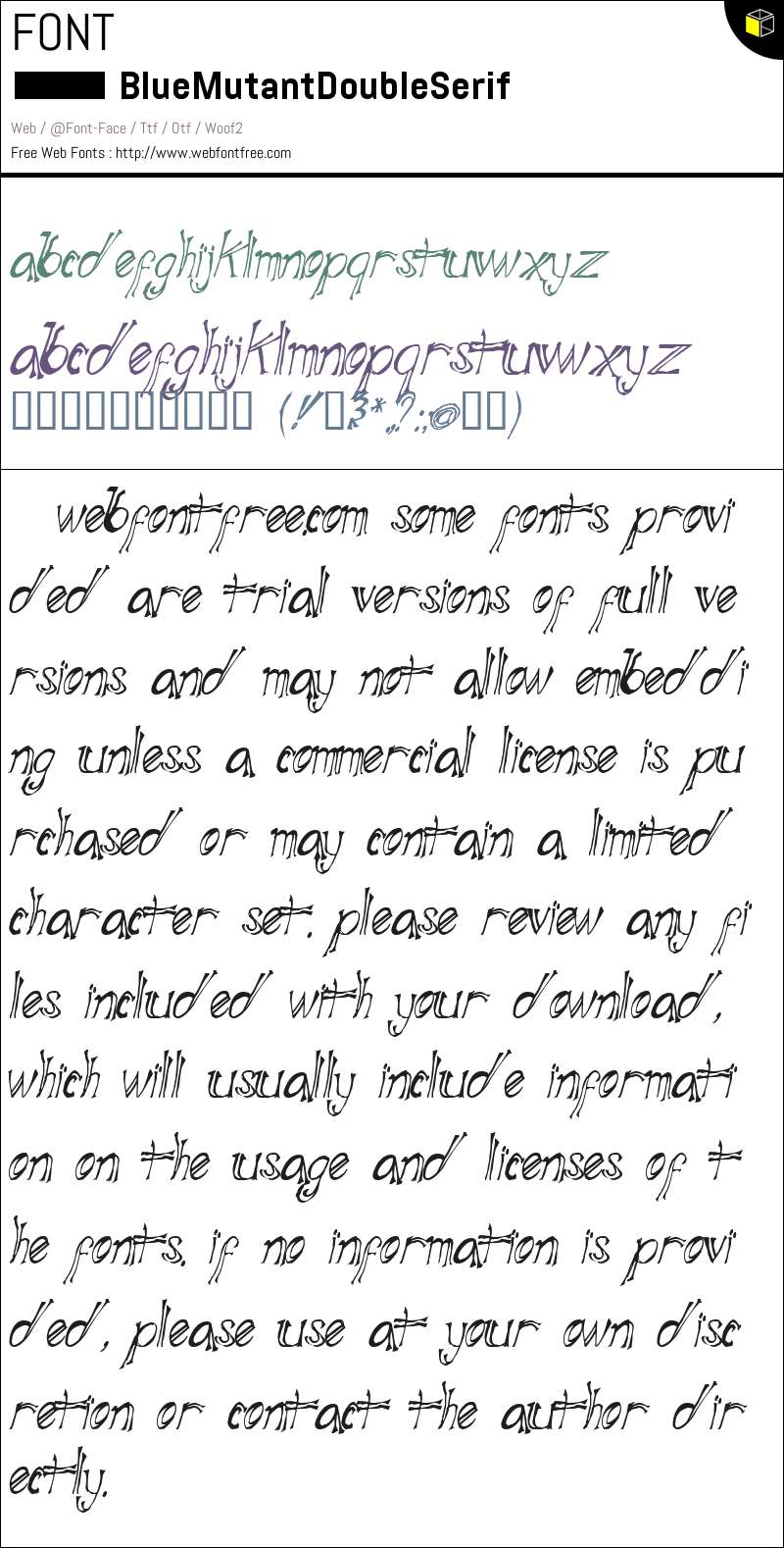 Blue Mutant Double Serif Fonts Downloads - WebFontFree.Com