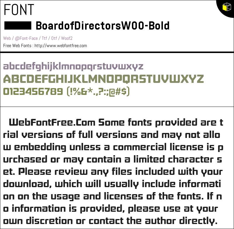 Board of Directors W00 Bold Fonts Downloads - WebFontFree.Com
