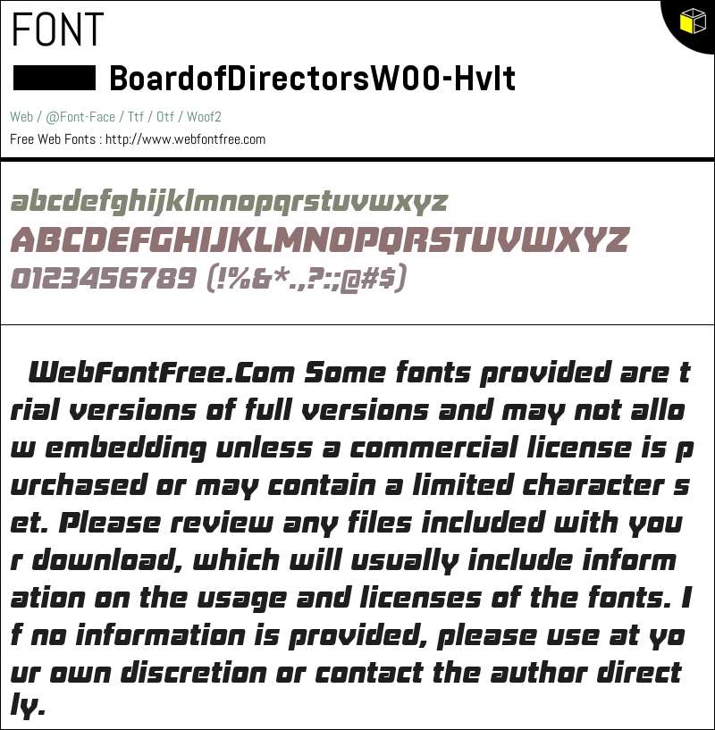 Board of Directors W00 Heavy It Fonts Downloads - WebFontFree.Com