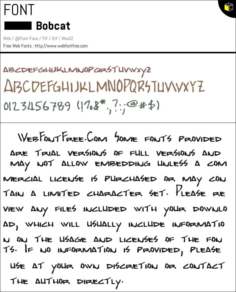 Bobcat Fonts Downloads - WebFontFree.Com