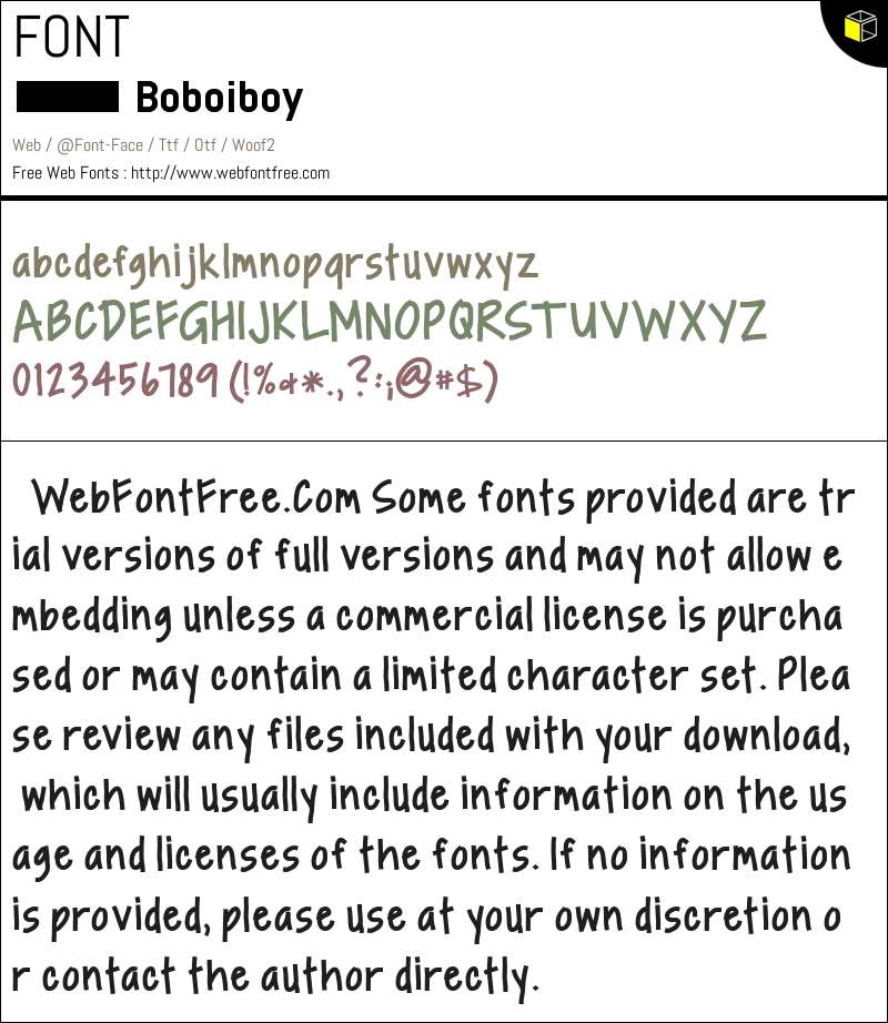 Boboiboy Fonts Downloads - WebFontFree.Com
