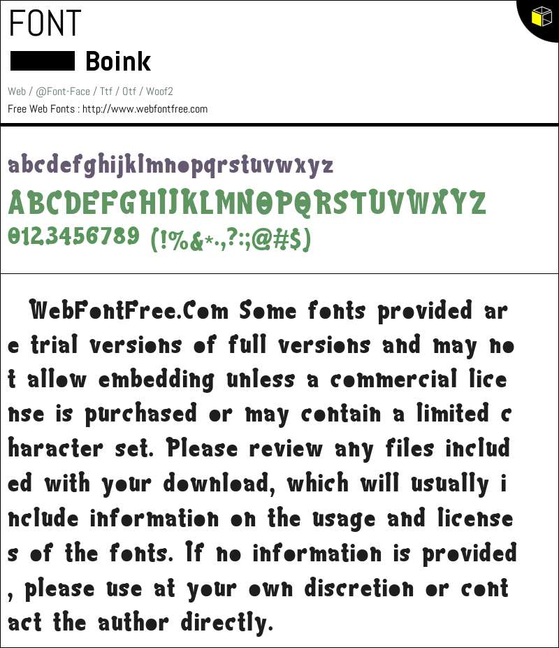 Boink Fonts Downloads - WebFontFree.Com