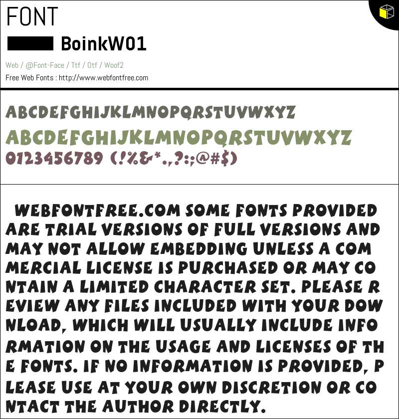 Boink W01 Fonts Downloads - WebFontFree.Com