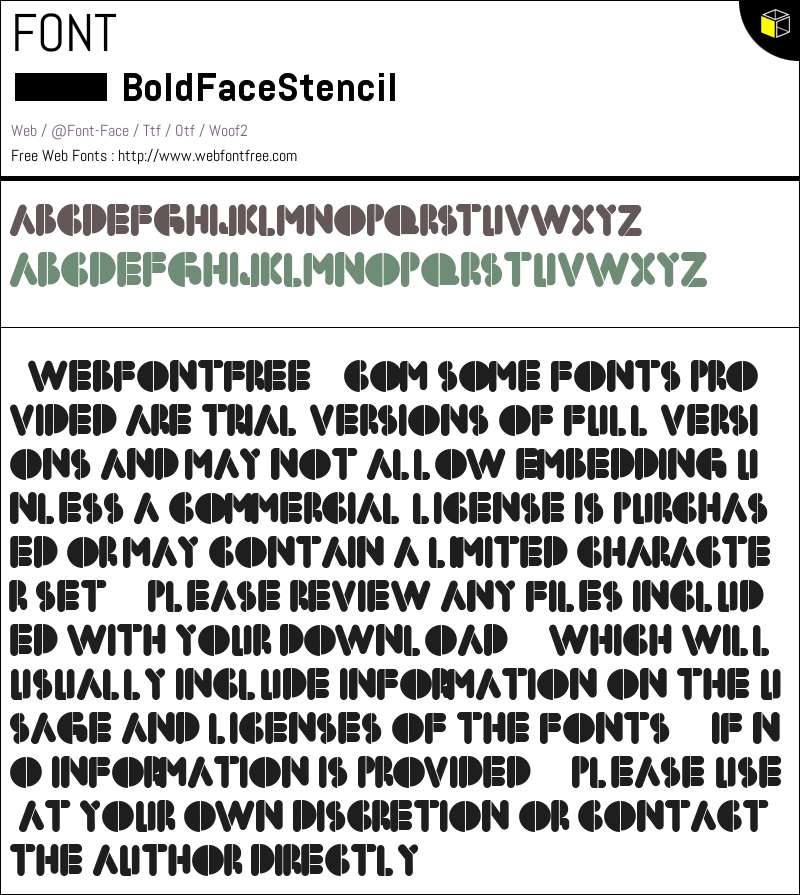 BoldFace StencilRegular Fonts Downloads - WebFontFree.Com
