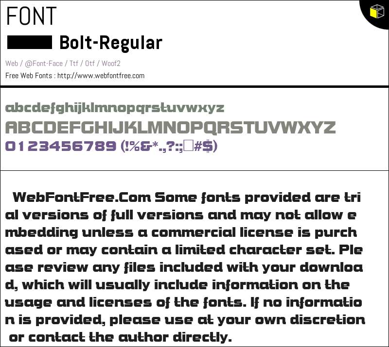 Bolt Regular Fonts Downloads - WebFontFree.Com