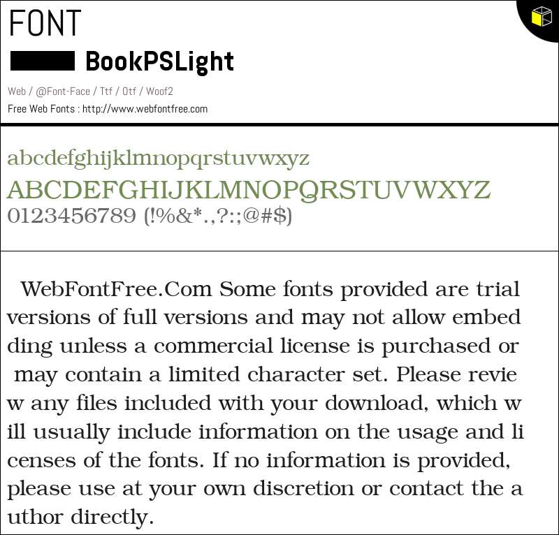 Book-PS-Regular Fonts Downloads - WebFontFree.Com