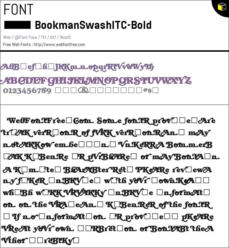 Bookman Swash ITC Medium Bold Fonts Downloads - WebFontFree.Com
