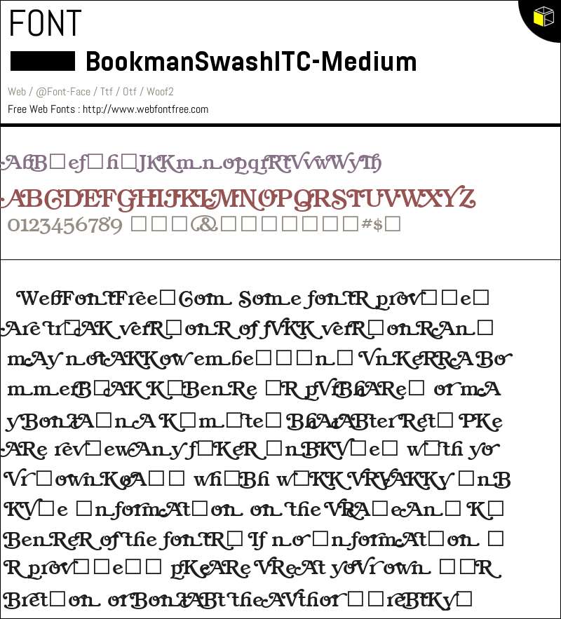 Bookman Swash ITC Medium Fonts Downloads - WebFontFree.Com