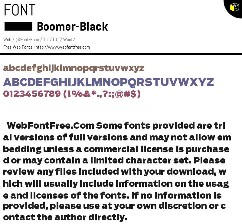 Boomer-Black Fonts Downloads - WebFontFree.Com