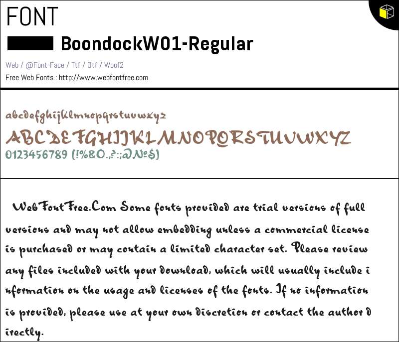 Boondock W01 Regular Fonts Downloads - WebFontFree.Com