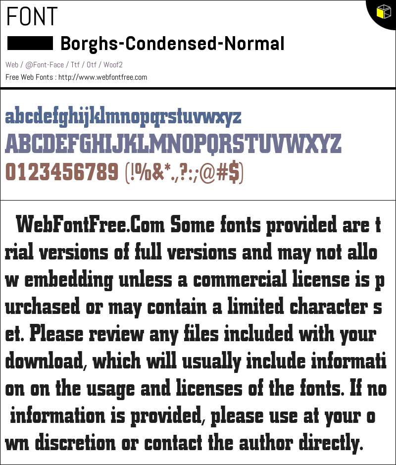 Borghs-Condensed Normal Fonts Downloads - WebFontFree.Com