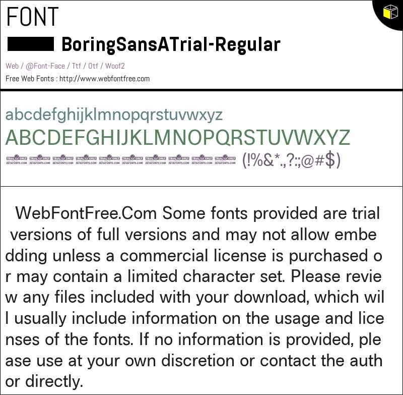 Boring Sans A Trial Regular Fonts Downloads - WebFontFree.Com