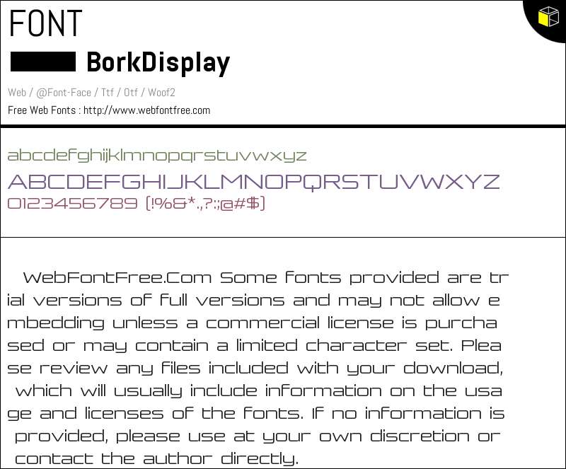 Bork Display Fonts Downloads - WebFontFree.Com