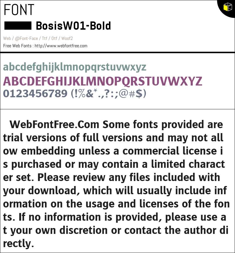 Bosis W01 Bold Fonts Downloads - WebFontFree.Com