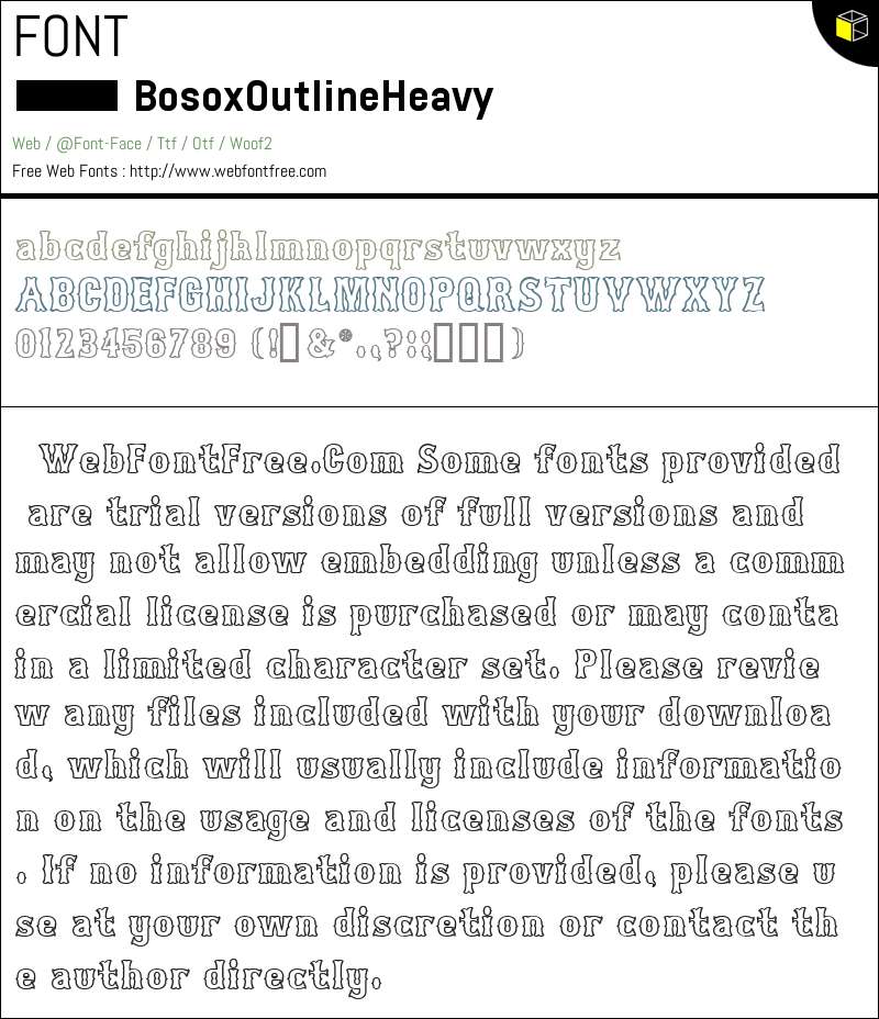Bosox Outline Heavy Fonts Downloads - WebFontFree.Com