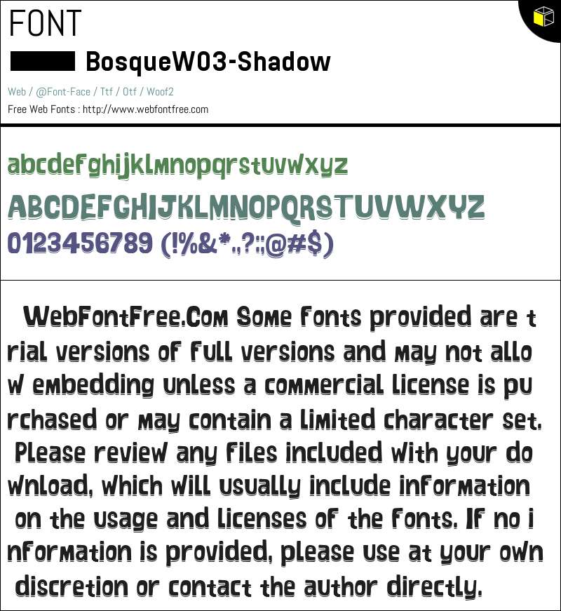 Bosque W03 Shadow Fonts Downloads - WebFontFree.Com