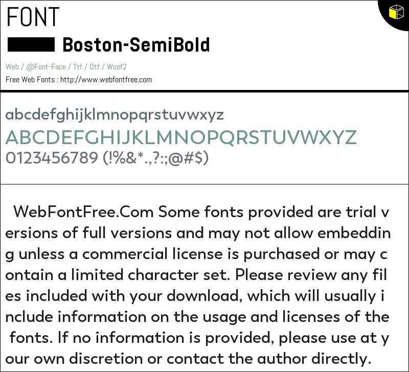 Boston SemiBold Fuentes Descargar - WebFontFree.Com