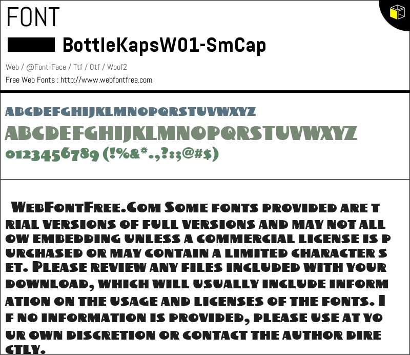 BottleKaps W01 Sm Cap Fonts Downloads - WebFontFree.Com