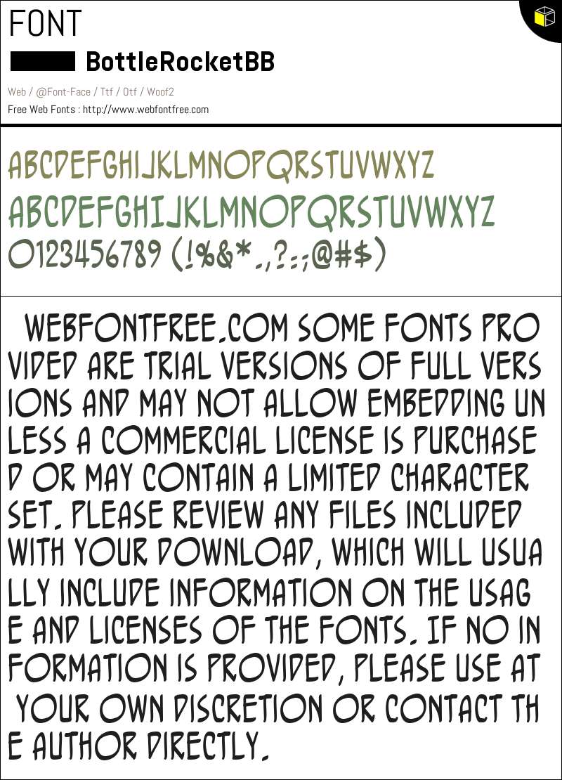 BottleRocket BB Fonts Downloads - WebFontFree.Com