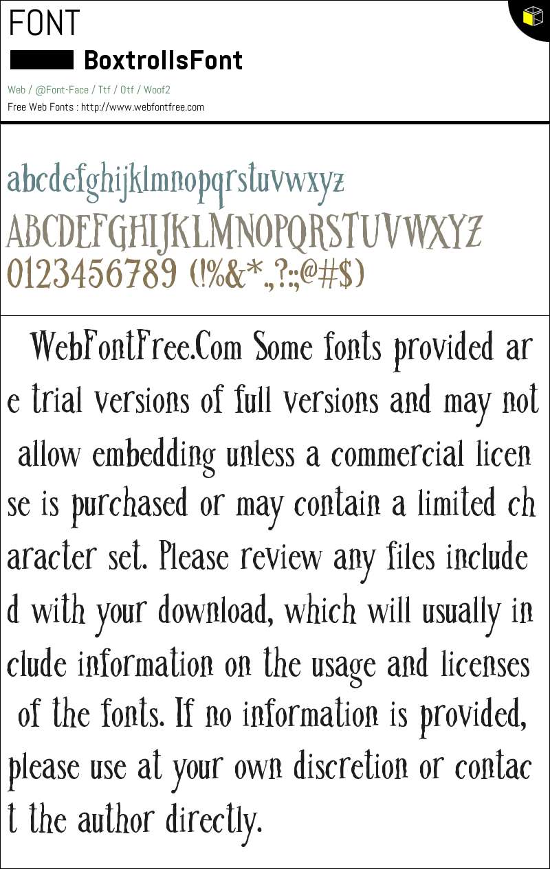 Boxtrolls Font Fonts Downloads - WebFontFree.Com