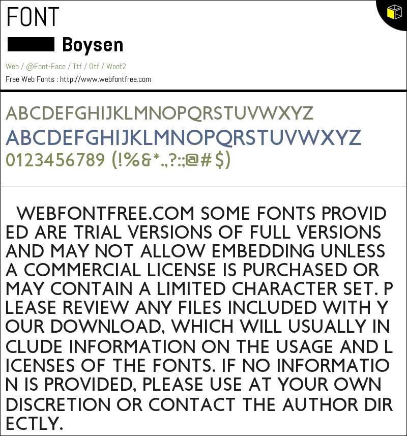 Boysen Fonts Downloads - WebFontFree.Com