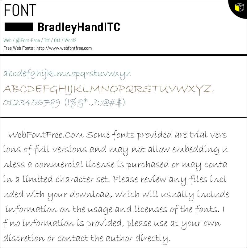 Bradley Hand ITC 字体 下载 - WebFontFree.Com