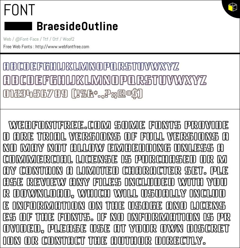 Braeside Outline Fonts Downloads - WebFontFree.Com