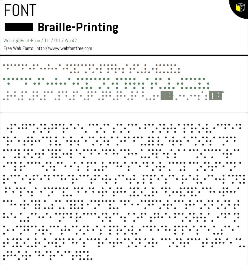 Braille Printing Regular Fonts Downloads - WebFontFree.Com