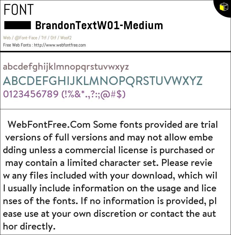 Brandon Text W01 Medium Fonts Downloads - WebFontFree.Com