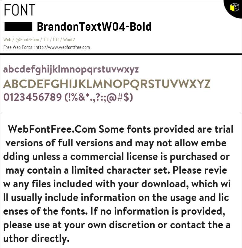 Brandon Text W04 Bold Fonts Downloads - WebFontFree.Com