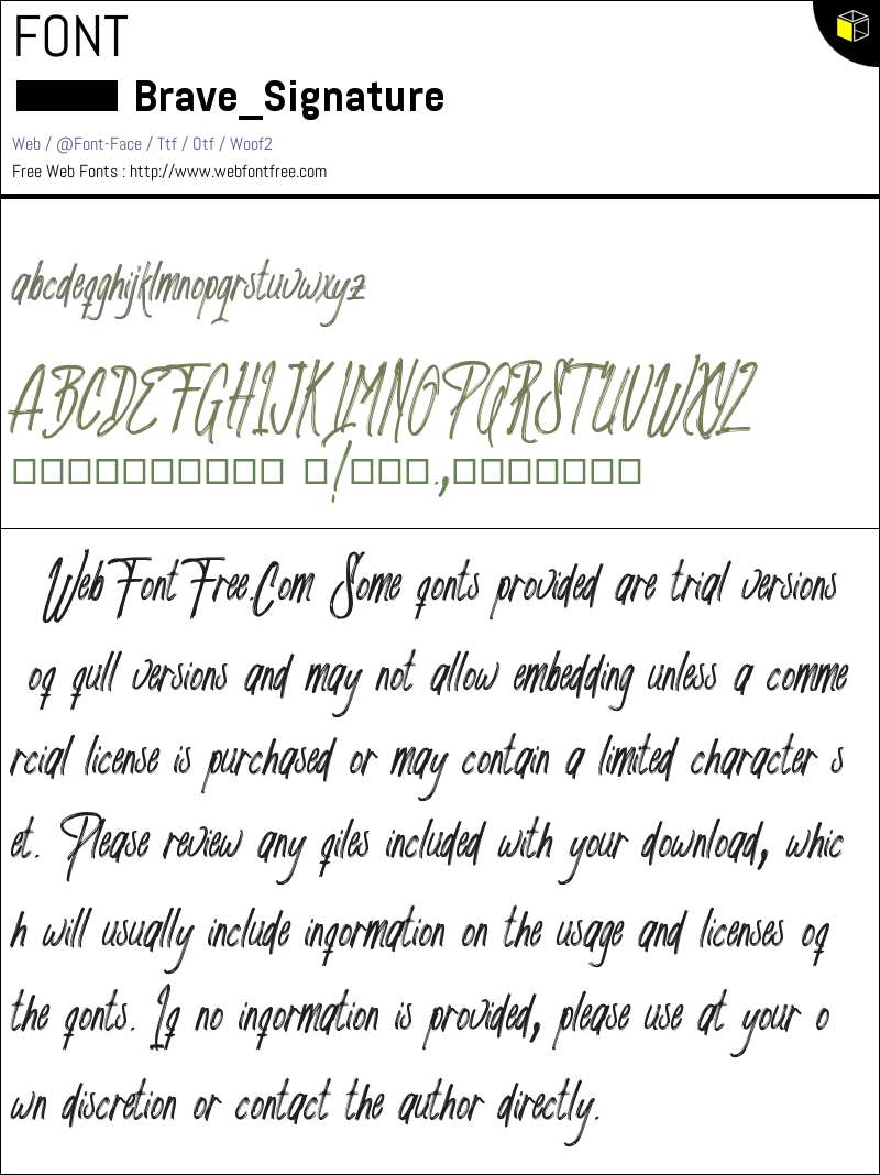 Brave_Signature Fonts Downloads - WebFontFree.Com