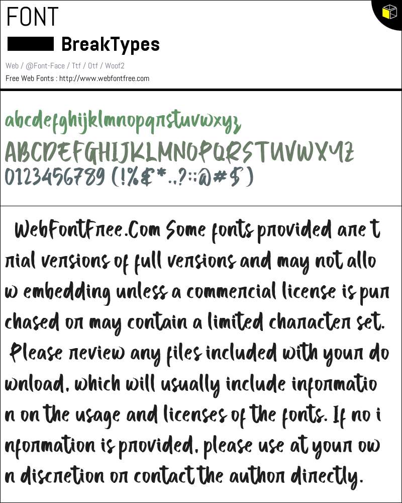 Break Types Fonts Downloads - WebFontFree.Com