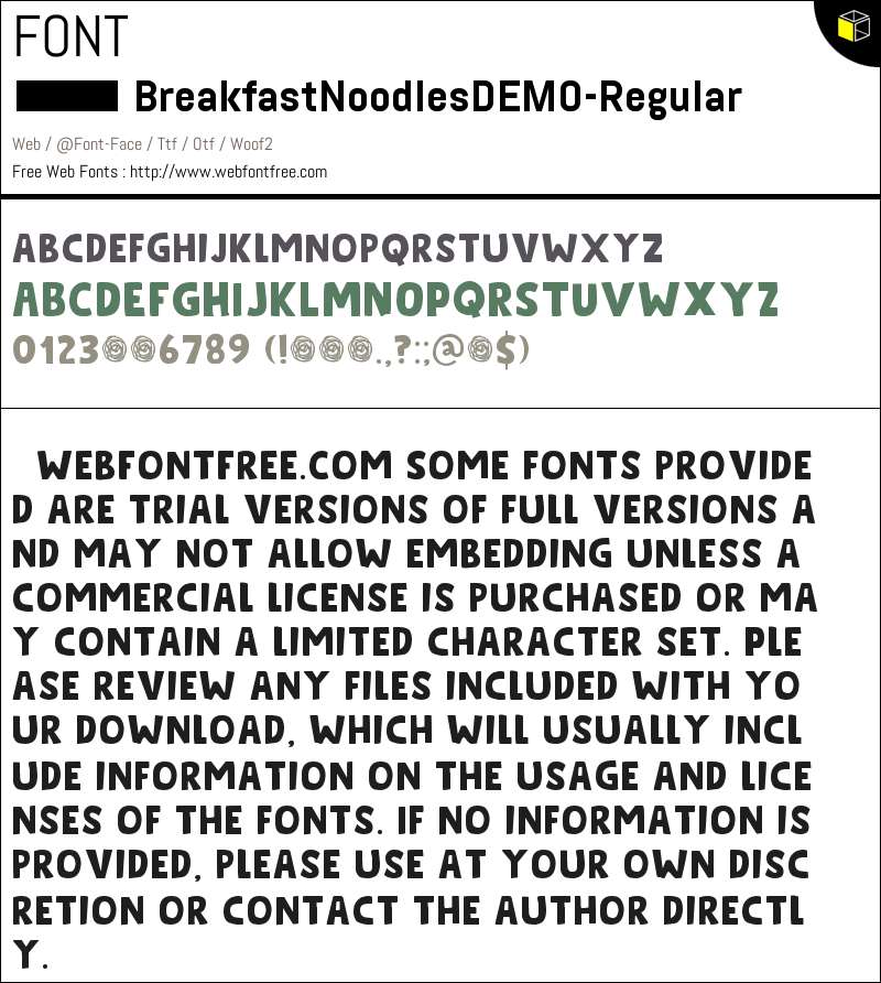 Breakfast Noodles DEMO Regular Fonts Downloads - WebFontFree.Com