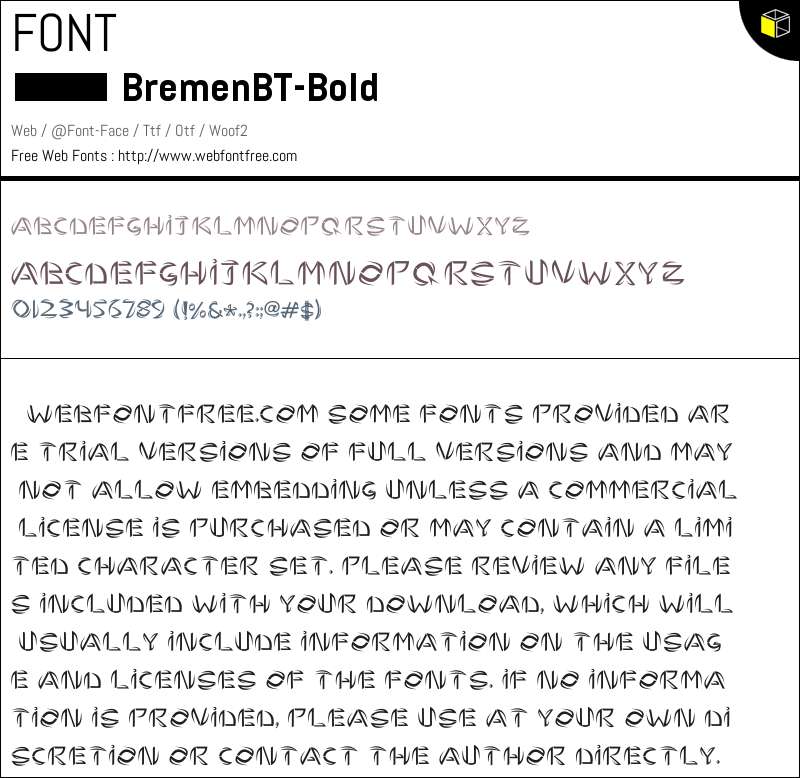Bremen Bold BT Fuentes Descargar - WebFontFree.Com