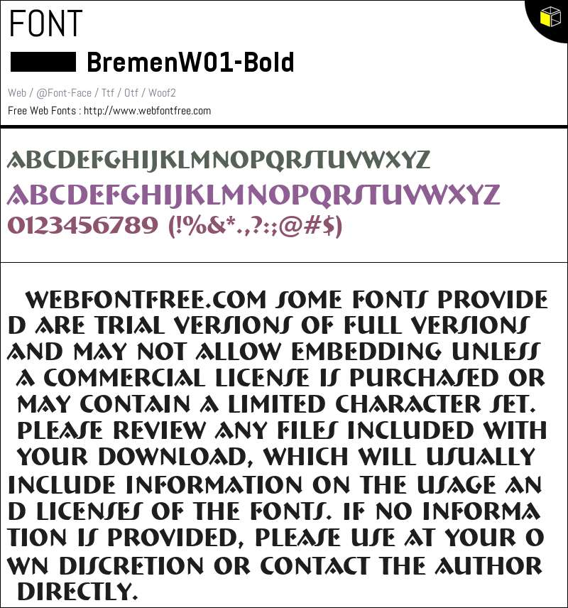 Bremen W01 Bold Fuentes Descargar - WebFontFree.Com
