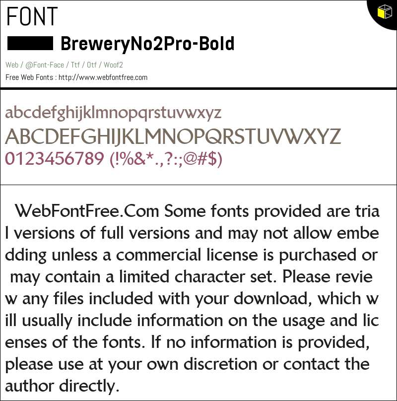 Brewery No2 Pro Bold Fonts Downloads - WebFontFree.Com