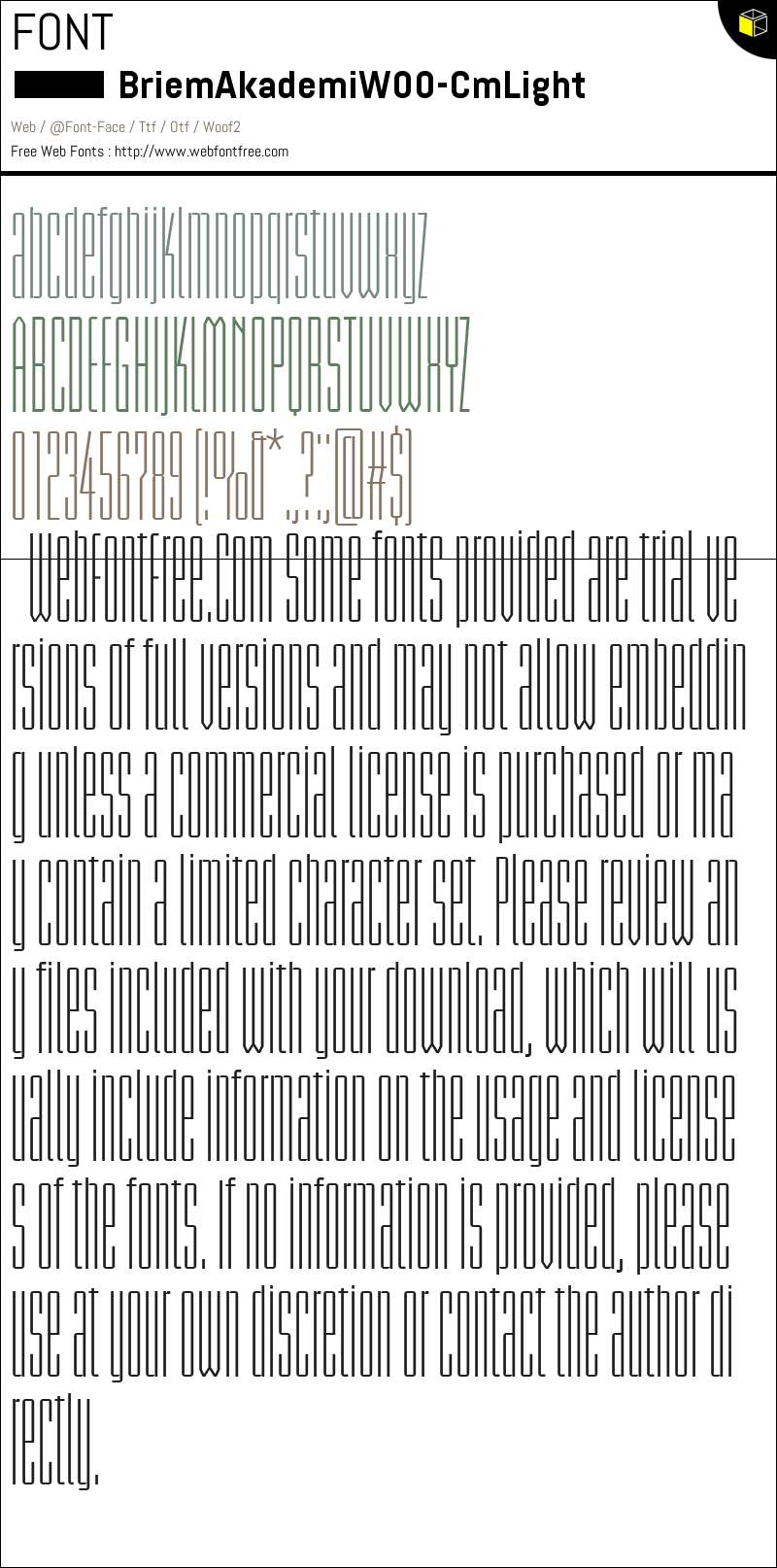 Briem Akademi W00 Cm Light Fonts Downloads - WebFontFree.Com