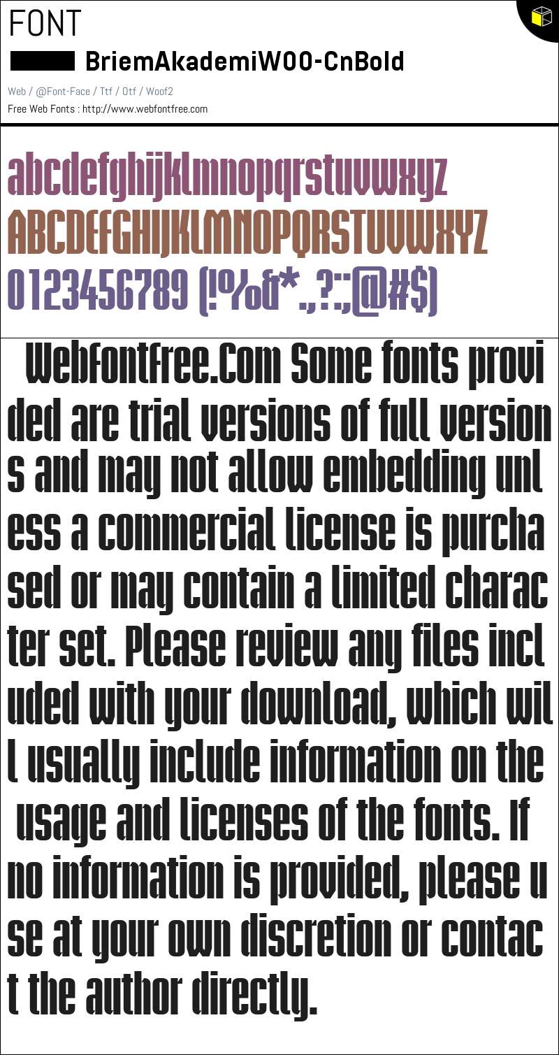 Briem Akademi W00 Cn Bold Fonts Downloads - WebFontFree.Com